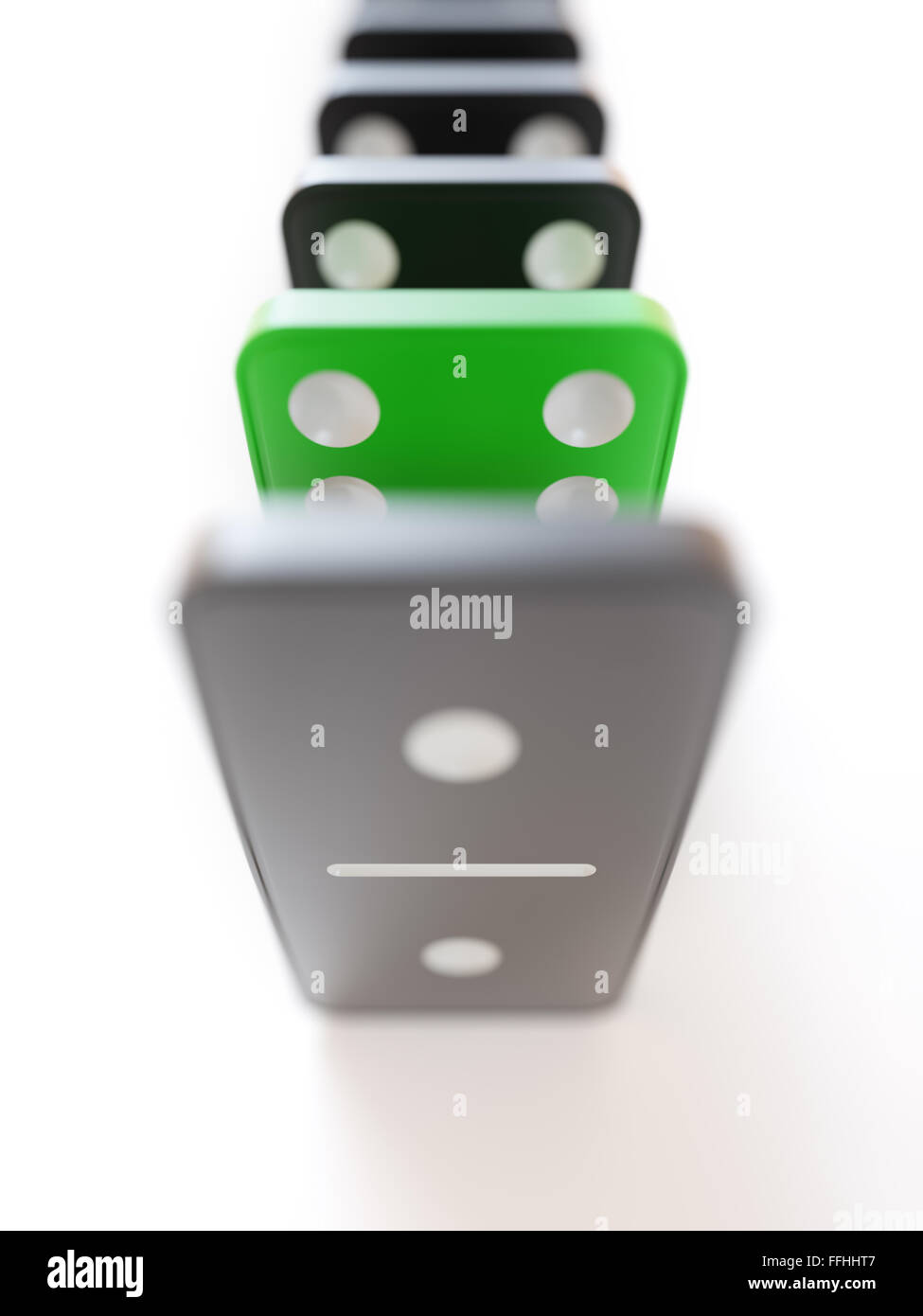 Domino concept isolated on white background Stock Photo - Alamy