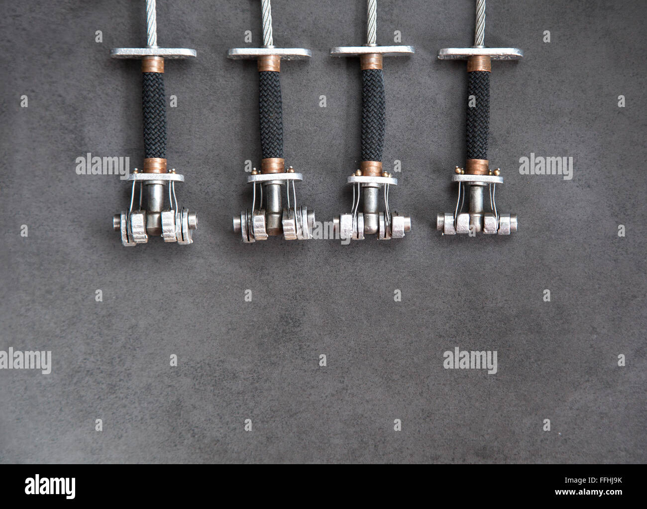 Set of climbing friends, also known asd spring-loaded camming devices ...