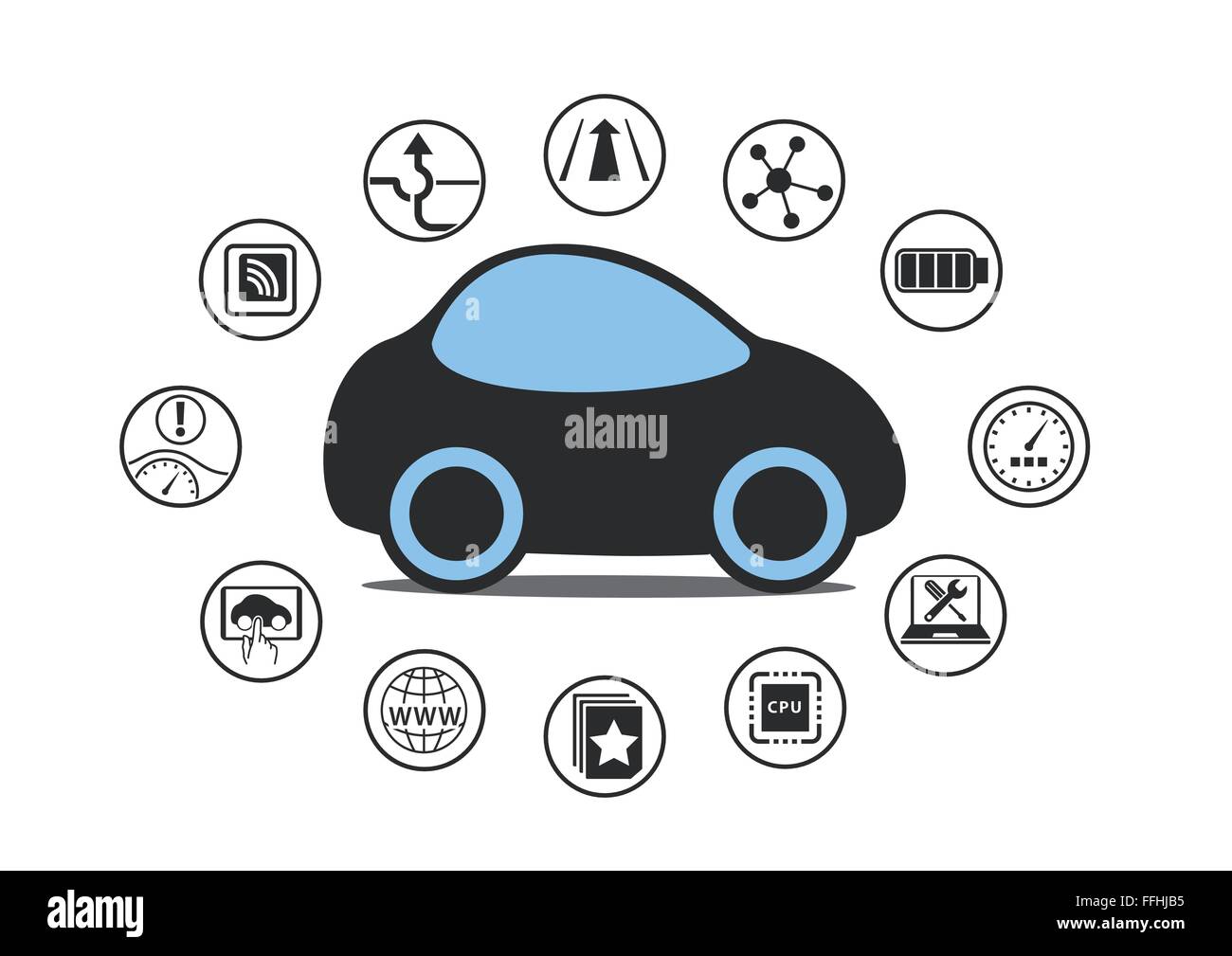 Self driving car and autonomous vehicle concept. Icon of driverless car ... Self driving car and autonomous vehicle concept. Icon of driverless car ...