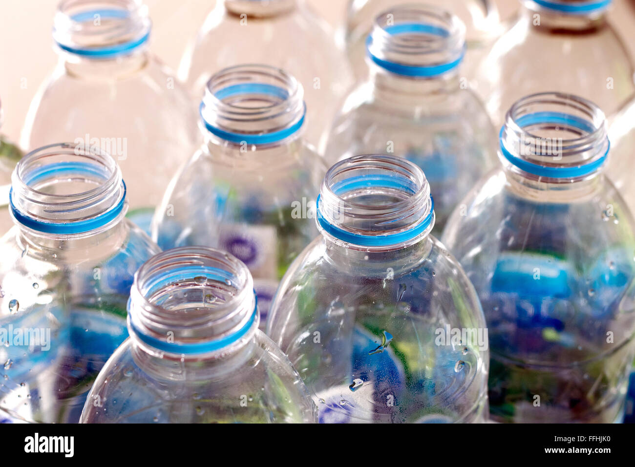 Closeup rows and pack of Plastic water bottles Stock Photo - Alamy
