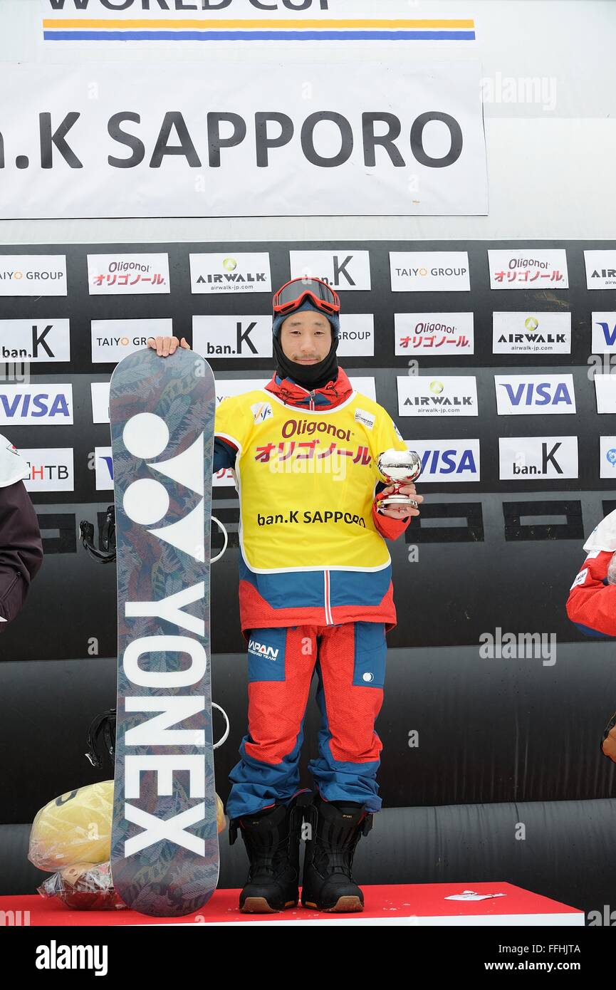Sapporo, Japan. 14th Feb, 2016. Ryo Aono (JPN) Snowboarding : Winner ...