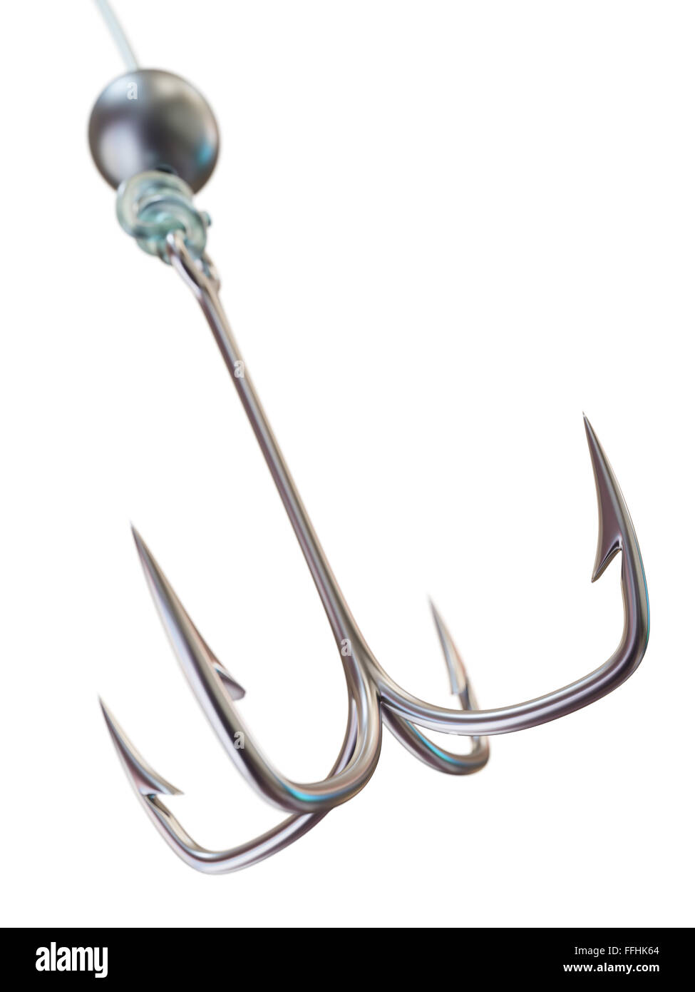 Quadruple fishing hook isolated on white background Stock Photo - Alamy