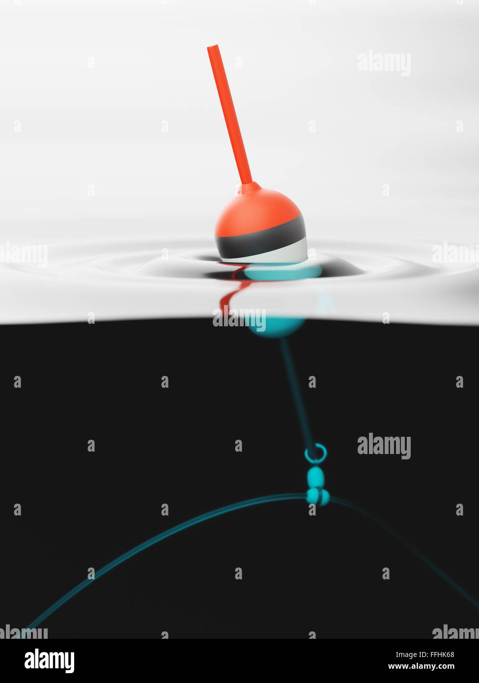 Bobber with fishing line under water closeup Stock Photo - Alamy