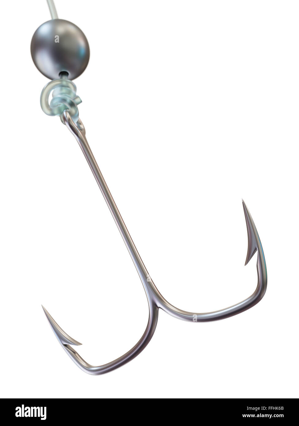 Double fishing hook isolated on white background Stock Photo - Alamy