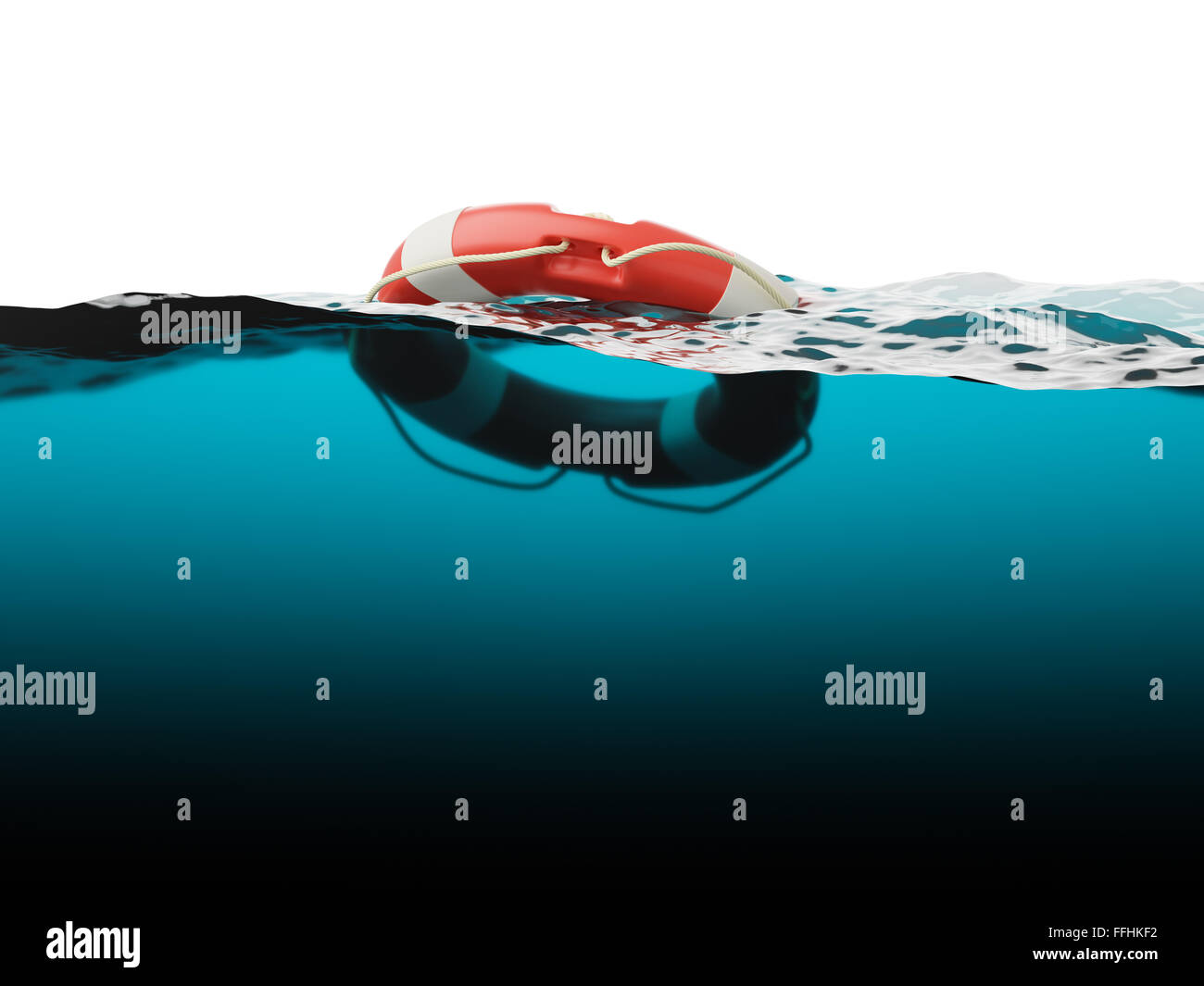 Lifebuoy on water surface closeup Stock Photo - Alamy