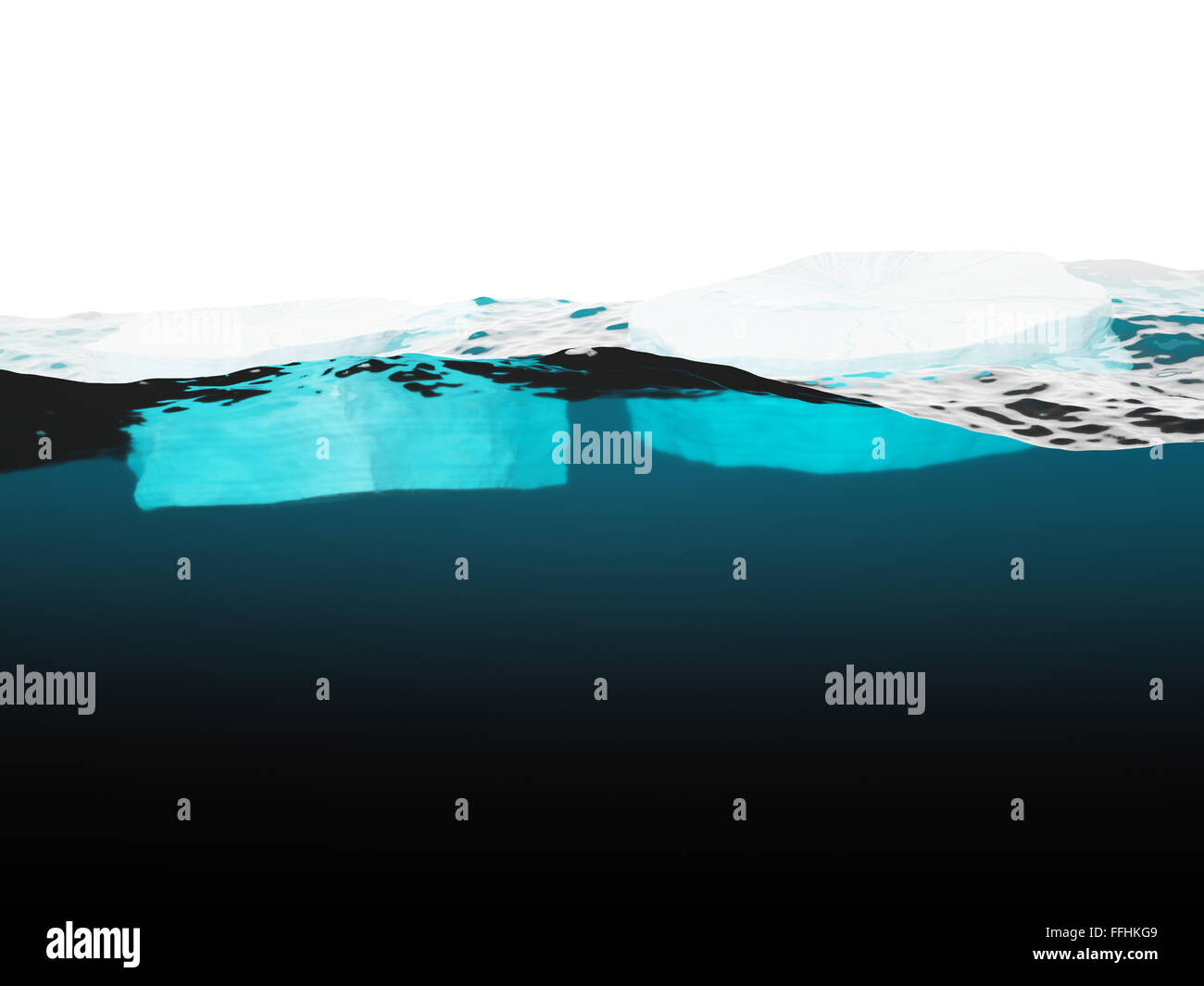Two blocks of ice on water surface closeup Stock Photo - Alamy