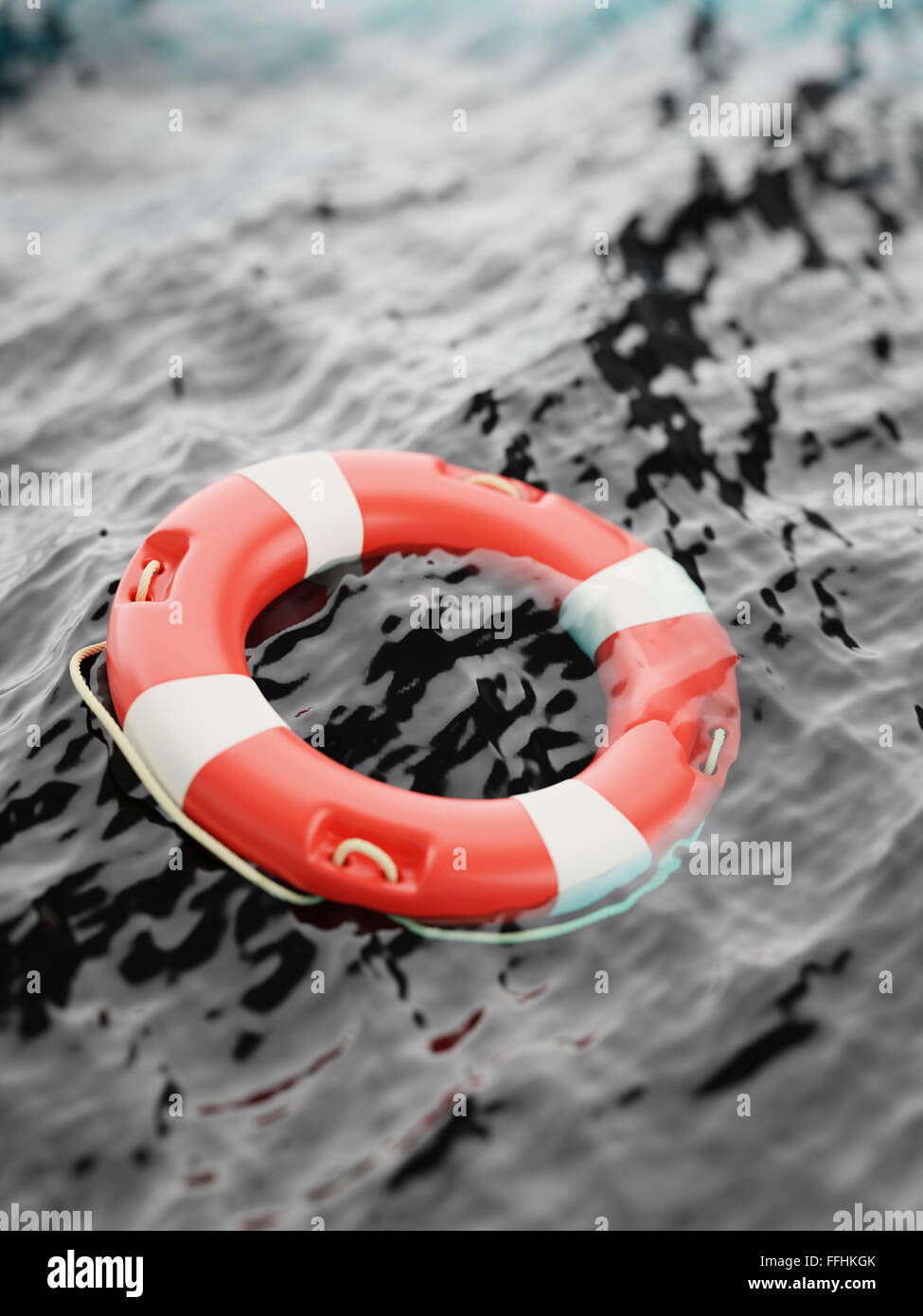 Lifebuoy on water surface closeup Stock Photo - Alamy
