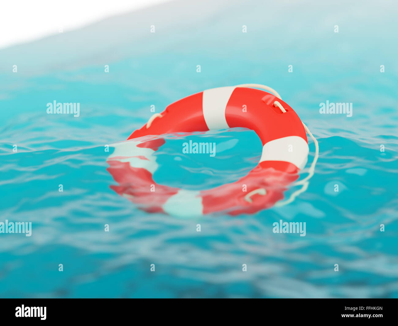 Lifebuoy on water surface closeup Stock Photo - Alamy
