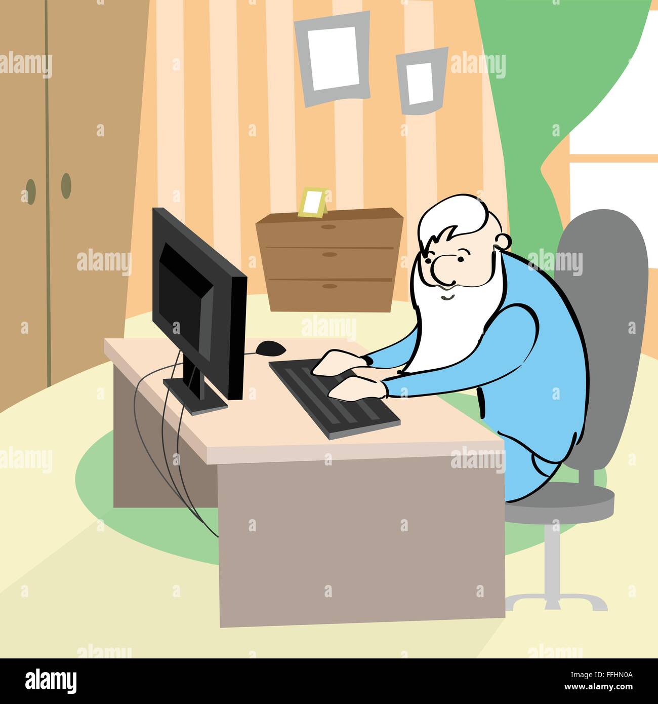 Elderly person using keyboard Stock Vector Images - Alamy
