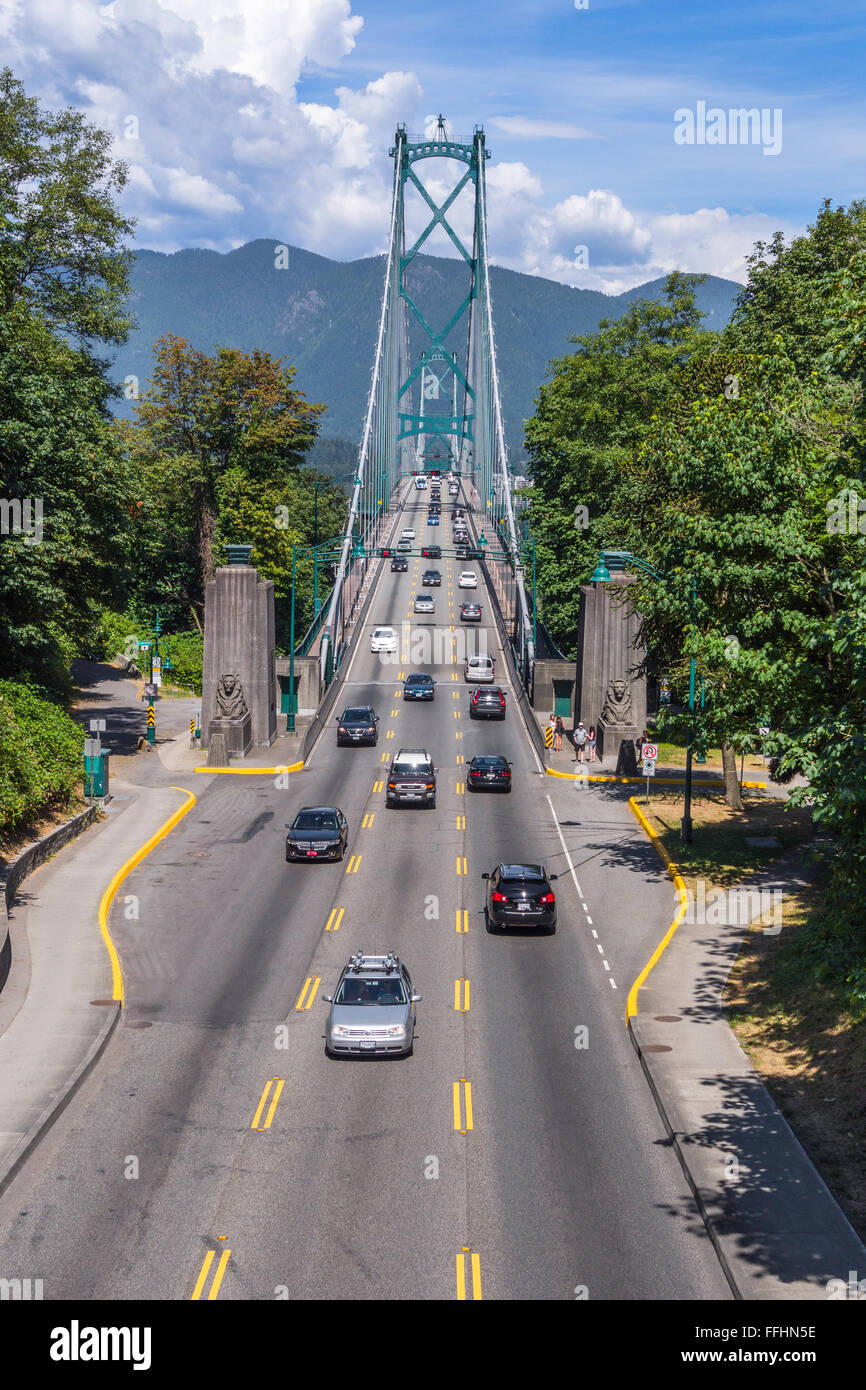 View of Stanley Park Causeway leading to Lions Gate Bridge (1938), from ...