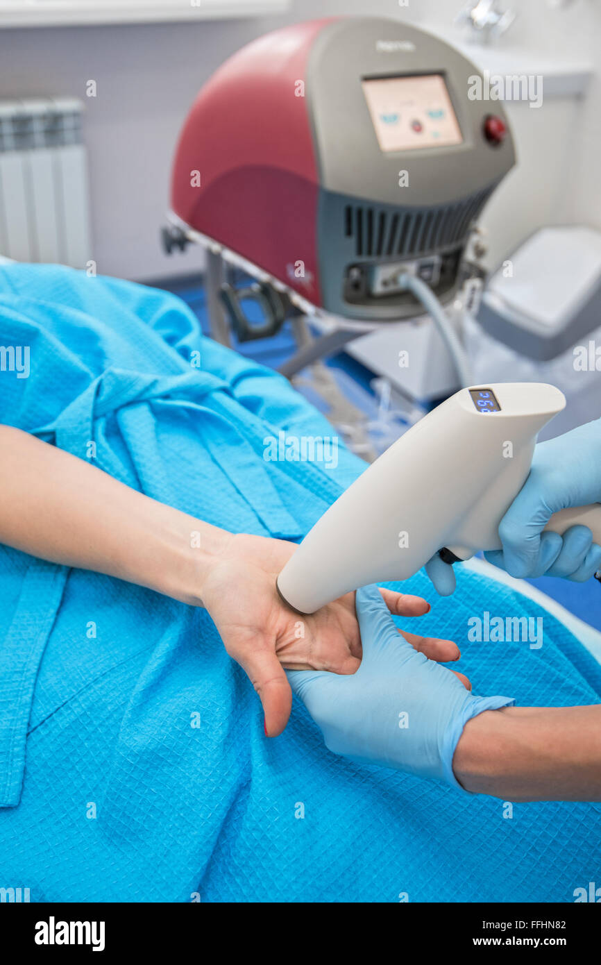 Procedure for palm against hyperhidrosis Stock Photo - Alamy