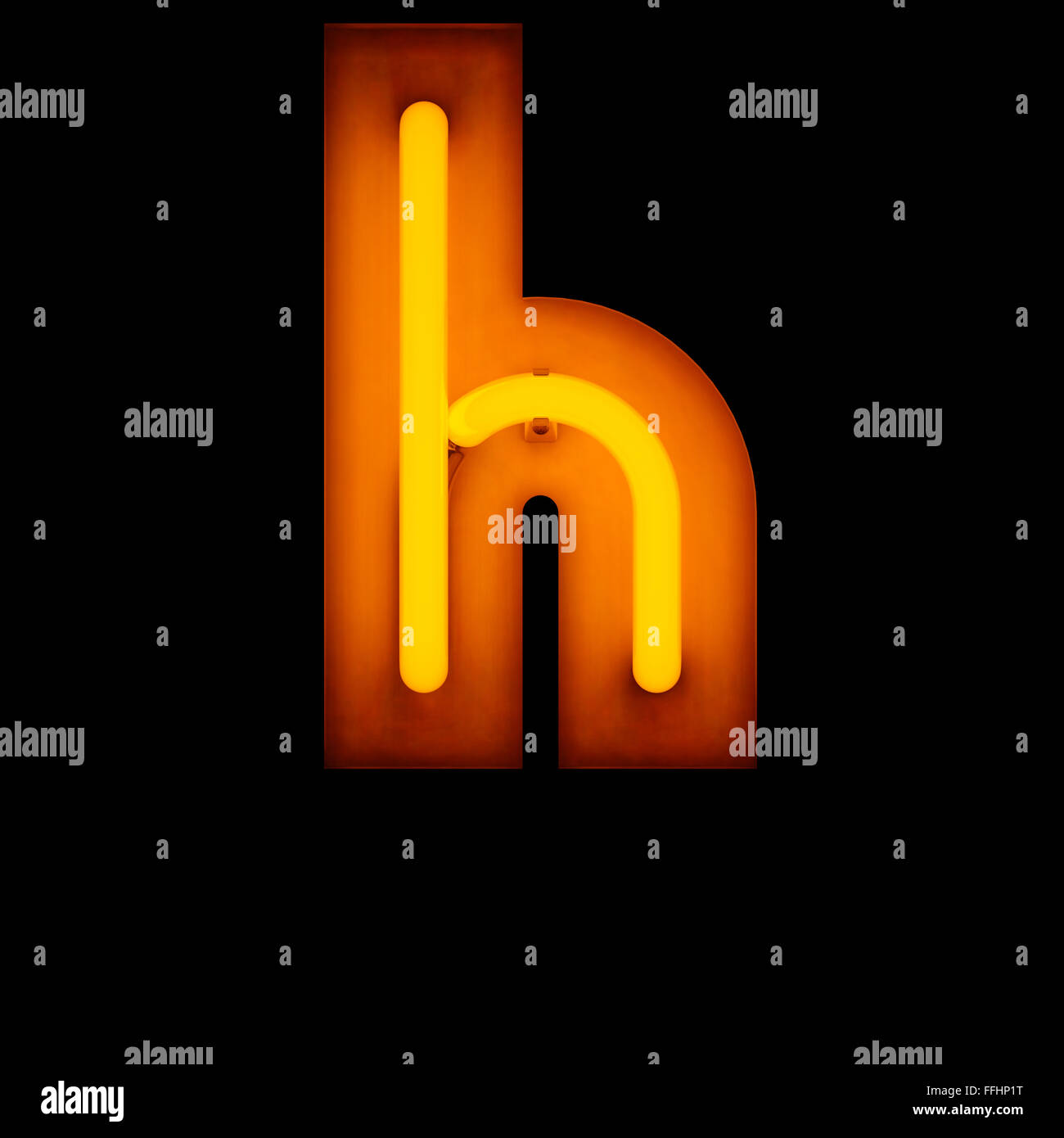 Neon Letter h lower case neon alphabet collection isolated on black ...