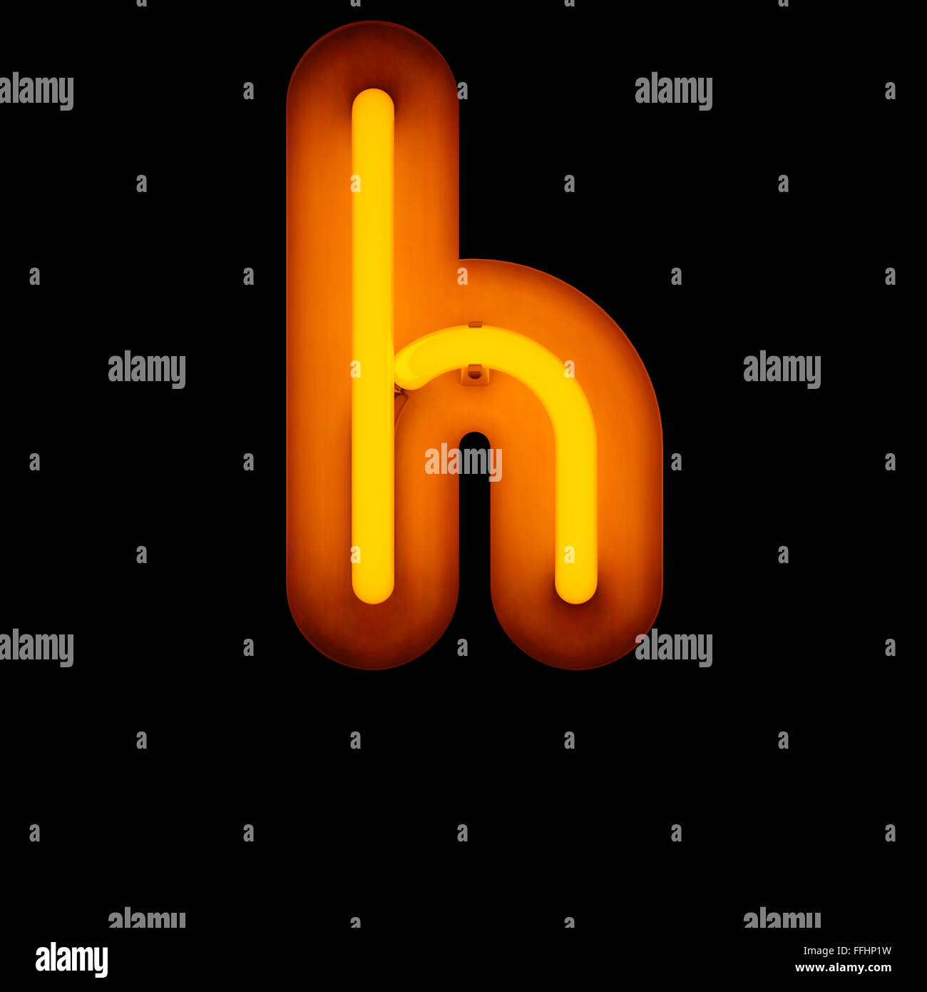 Neon Letter h lower case neon alphabet collection isolated on black ...
