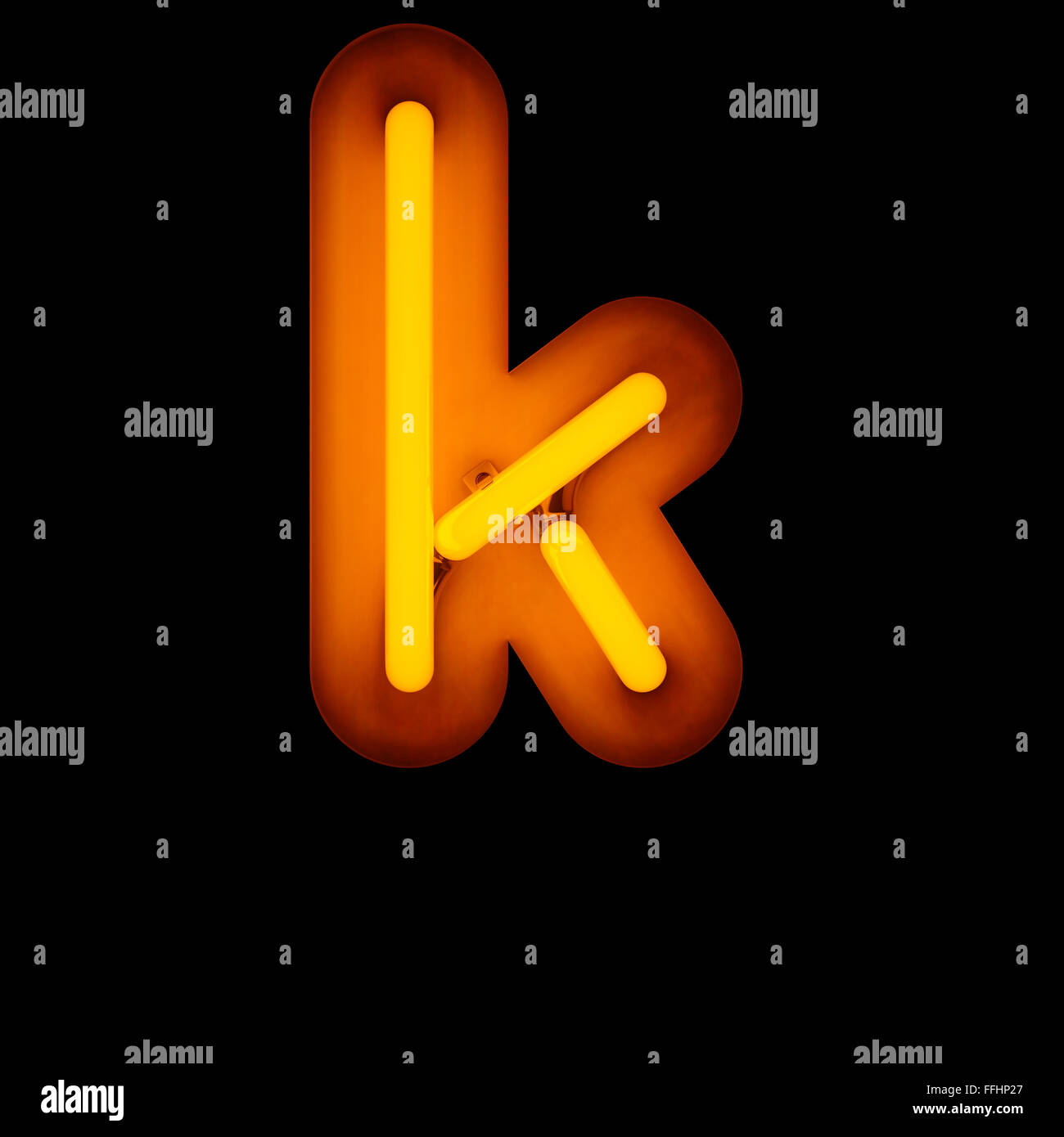 Neon Letter k lower case neon alphabet collection isolated on black ...