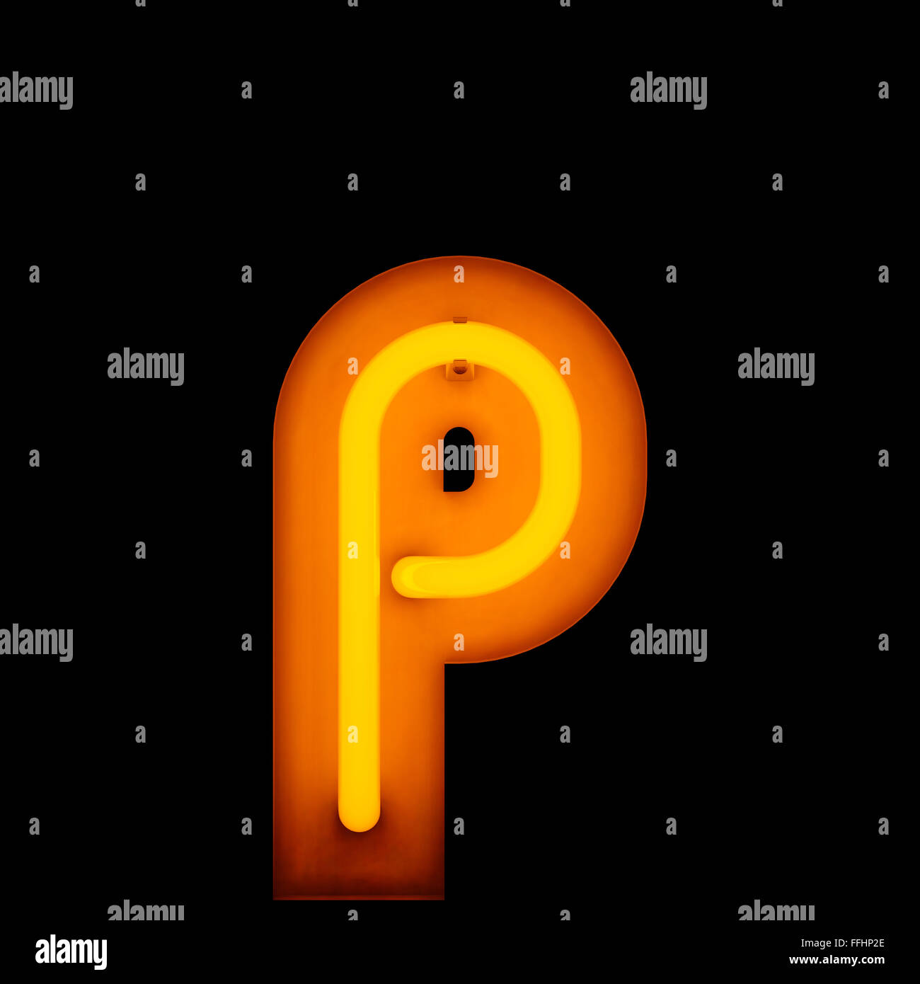 Neon Letter p lower case neon alphabet collection isolated on black ...