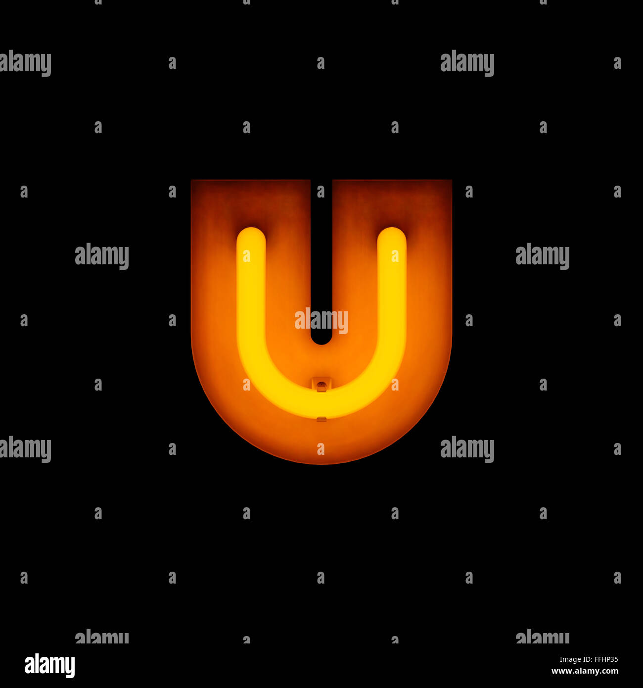 Neon Letter u lower case neon alphabet collection isolated on black ...