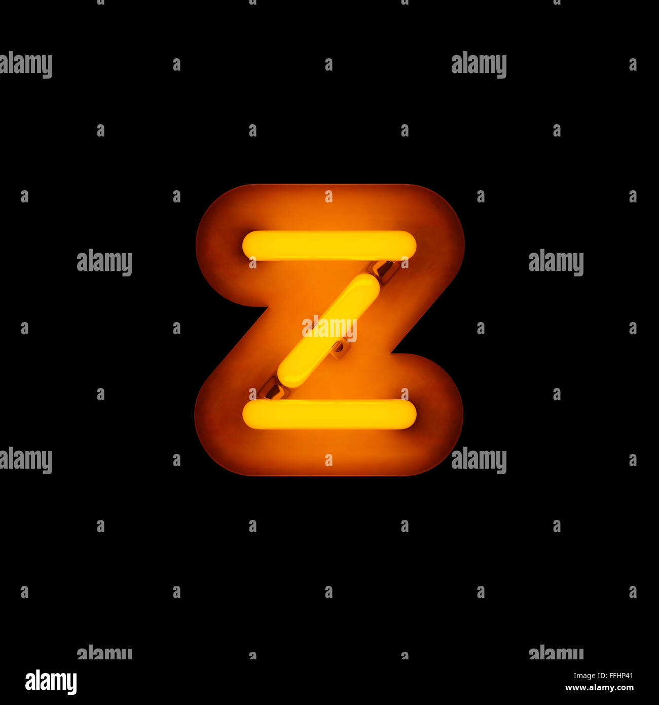 Neon Letter z lower case neon alphabet collection isolated on black ...