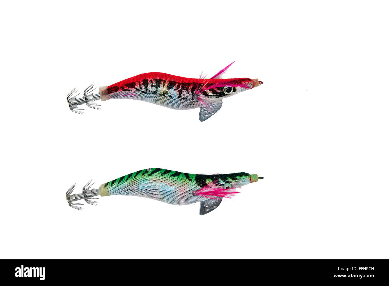 Fishing bait isolated on white background, top view Stock Photo - Alamy