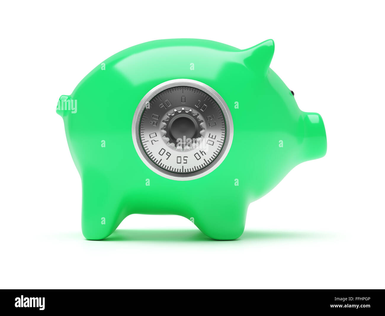 Green piggy bank with code lock isolated on white Stock Photo - Alamy