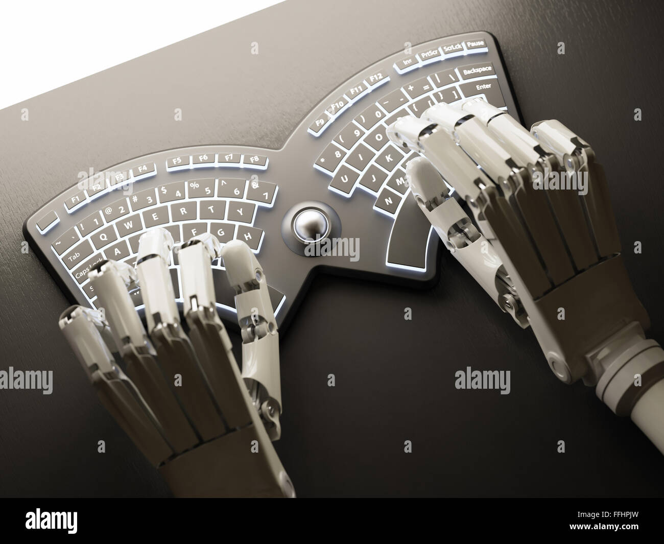 Robot typing on conceptual keyboard Stock Photo - Alamy