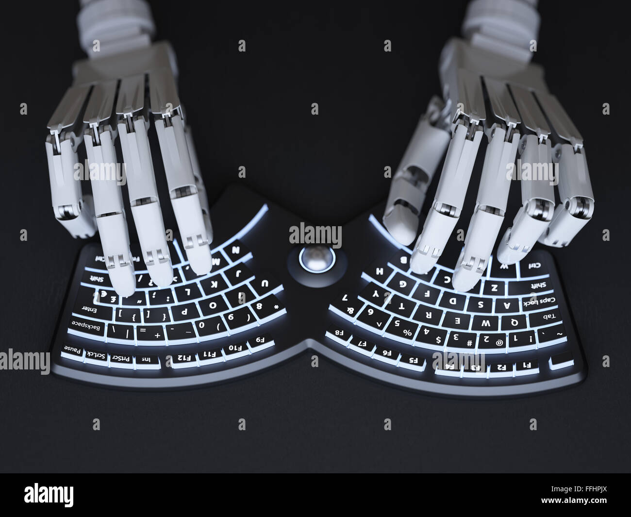 Robot typing on conceptual keyboard Stock Photo - Alamy