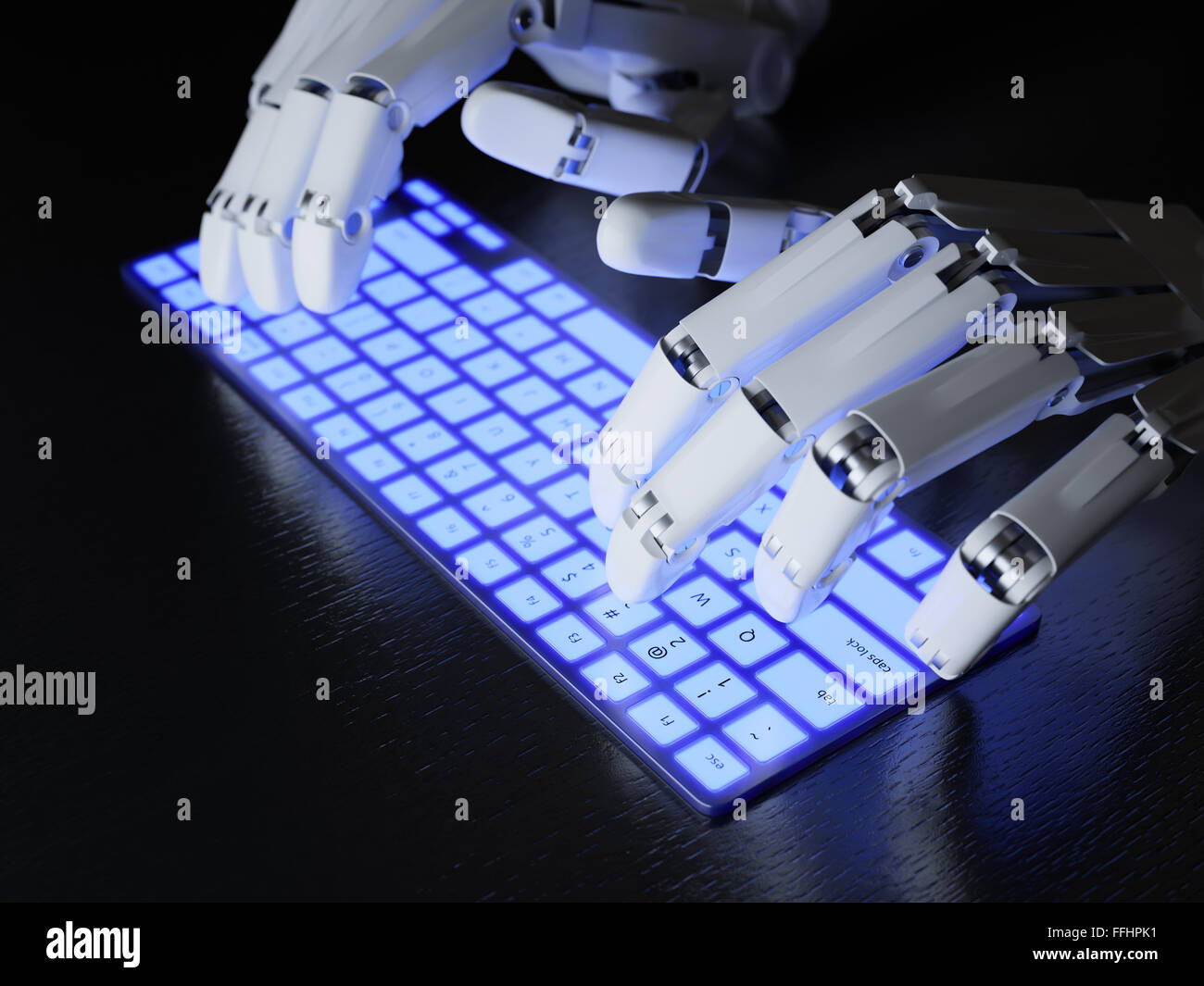 Robot typing on conceptual keyboard Stock Photo - Alamy