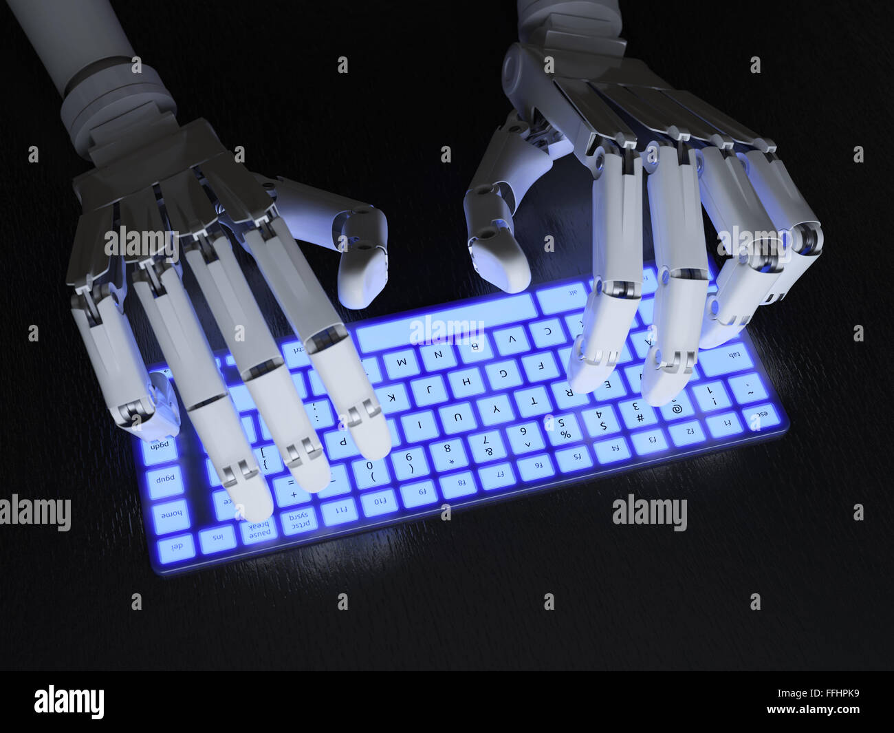 Robot typing on conceptual keyboard Stock Photo - Alamy