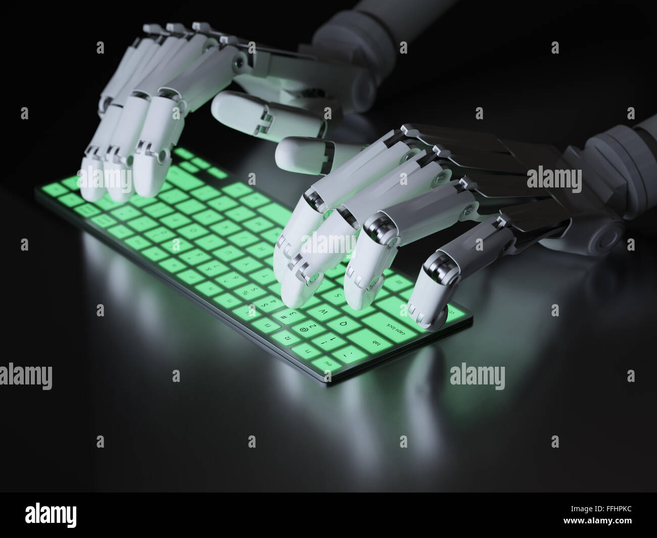 Robot typing on conceptual keyboard Stock Photo - Alamy