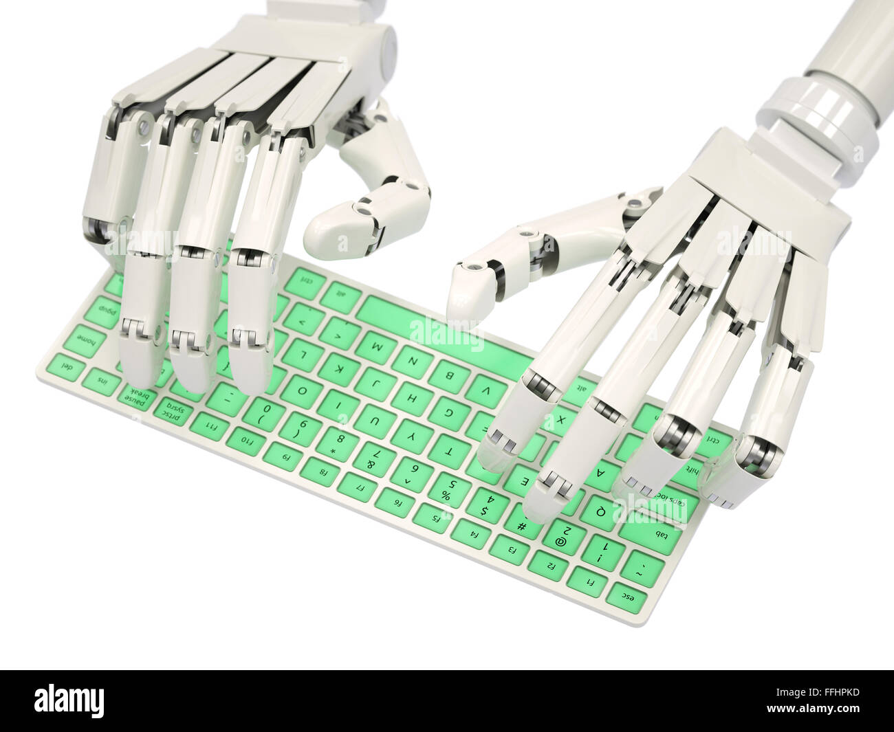 Robot typing on conceptual keyboard Stock Photo - Alamy
