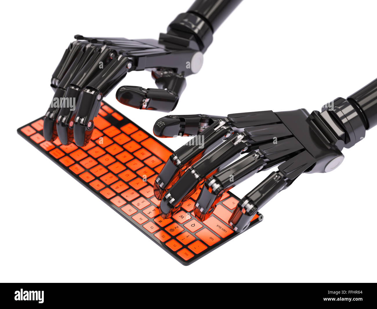 Robot typing on conceptual keyboard Stock Photo - Alamy