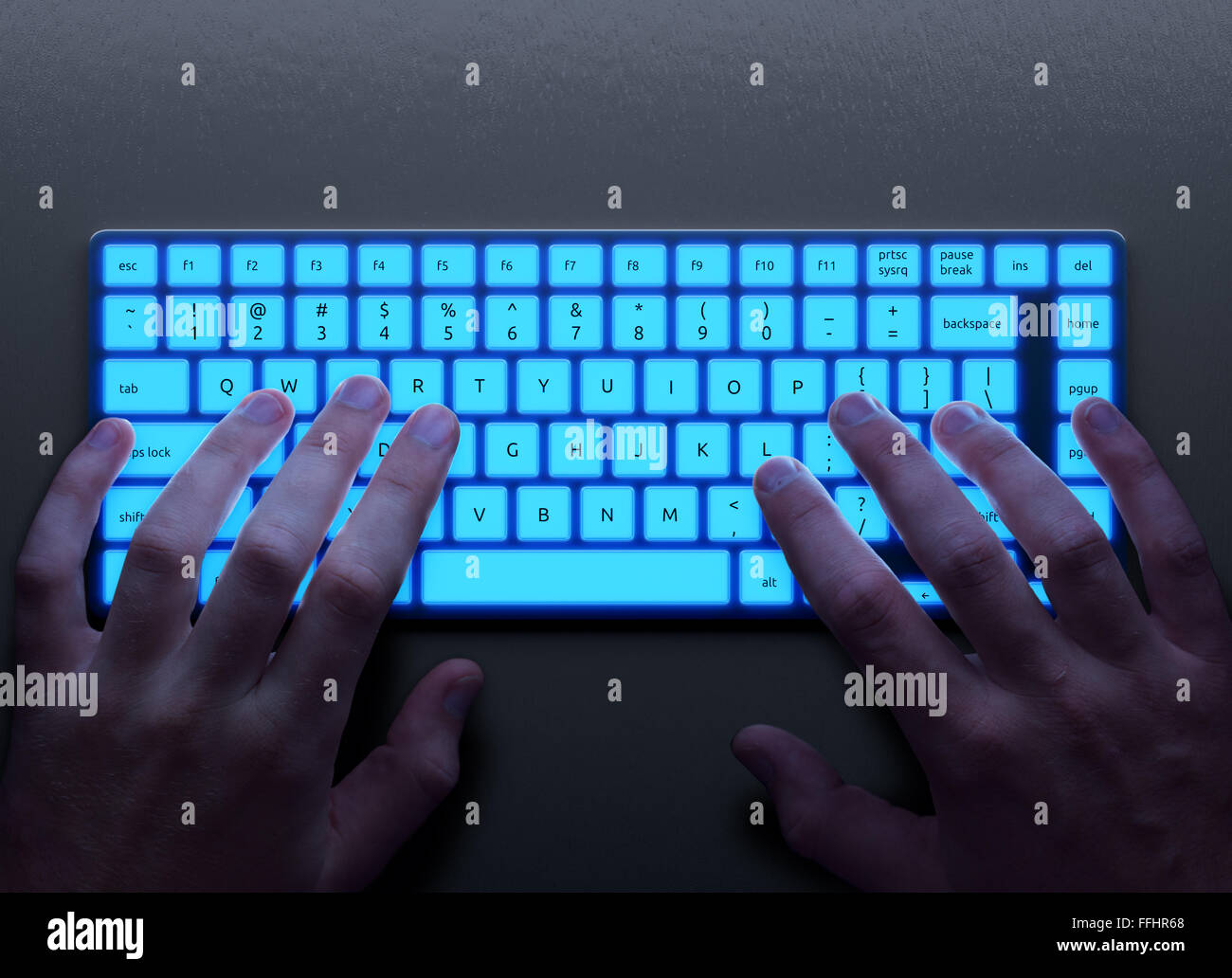 Human hands with conceptual keyboard Stock Photo - Alamy
