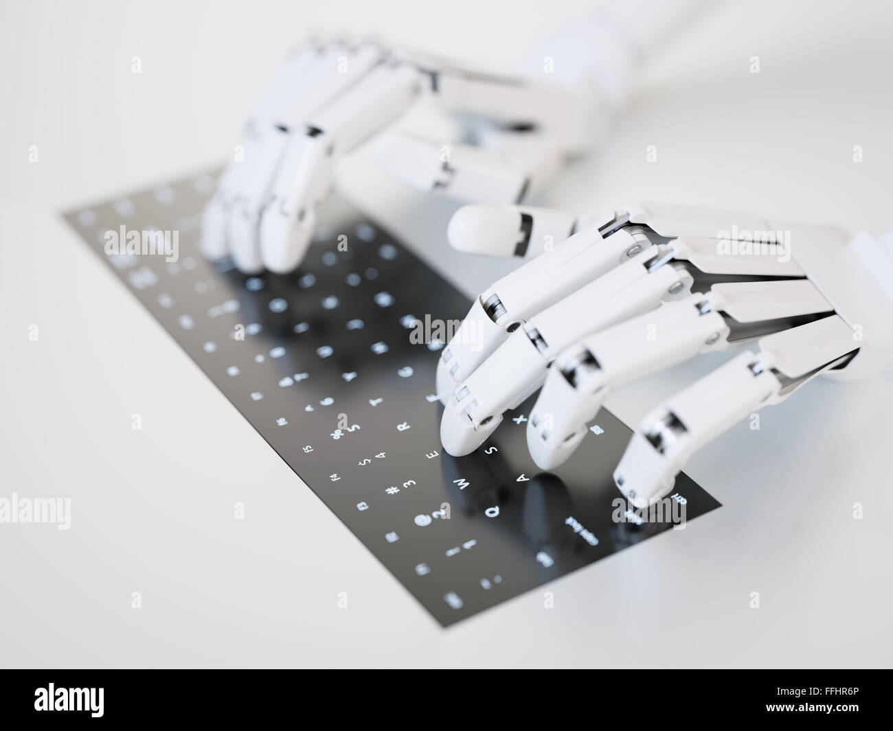 Robot typing on conceptual keyboard Stock Photo - Alamy