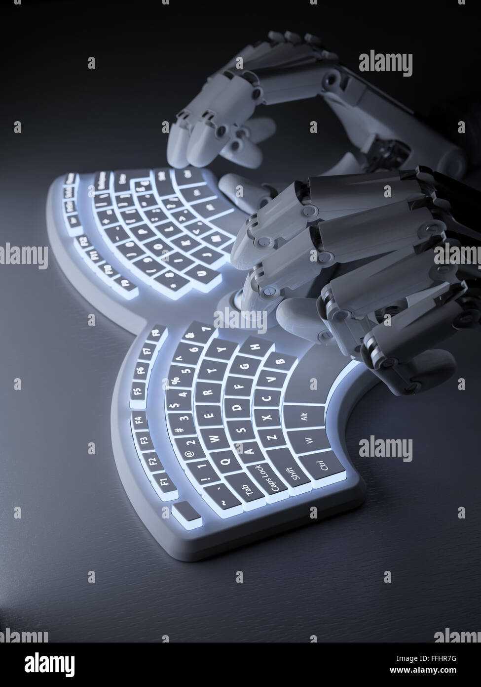 Hacker typing on futuristic computer hi-res stock photography and ...
