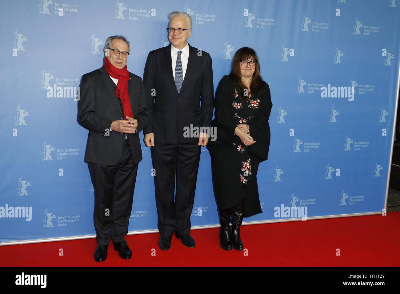 Berlin, Germany. 13th Feb, 2016. Dieter Kosslick, Tim Robbins und ...