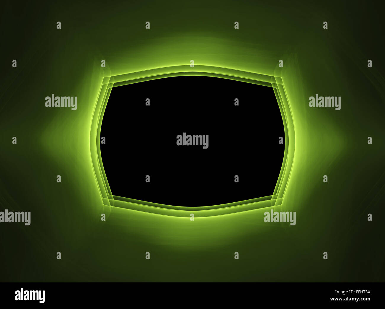 Smaragdine shape. Abstract golden green frame on a black background ...