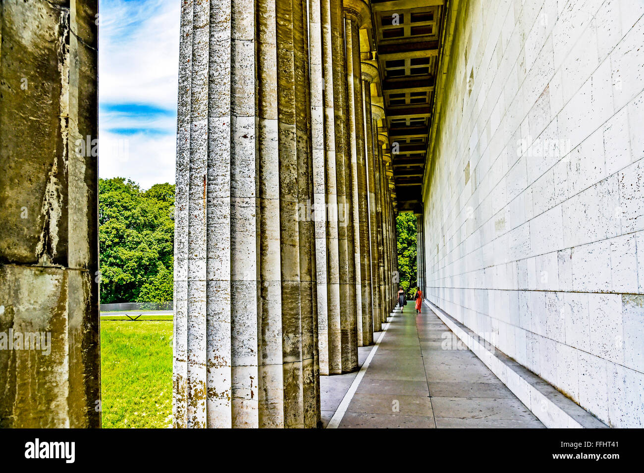 Walhalla near Regensburg, overlooking the river Danube; Ruhmestempel ...