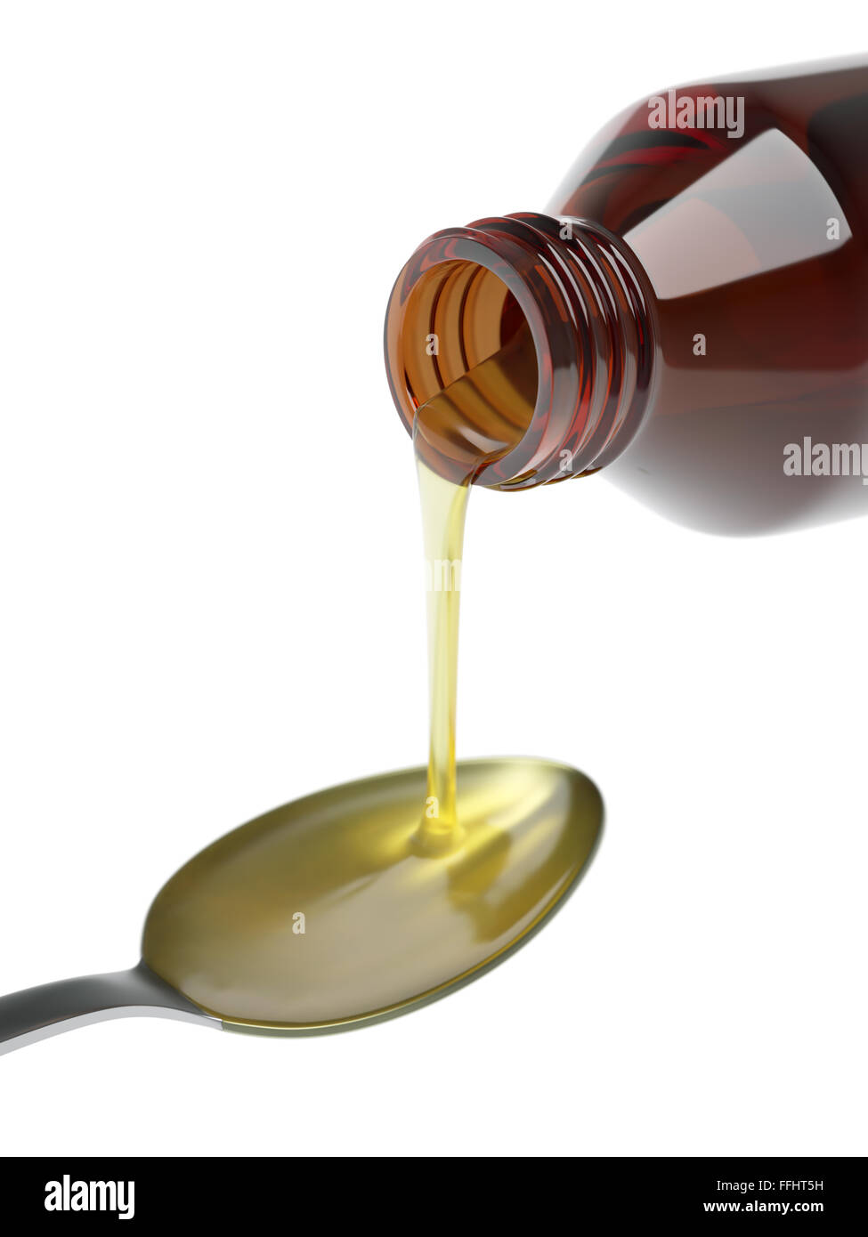 Pouring cough syrup or similar medicine into spoon Stock Photo - Alamy