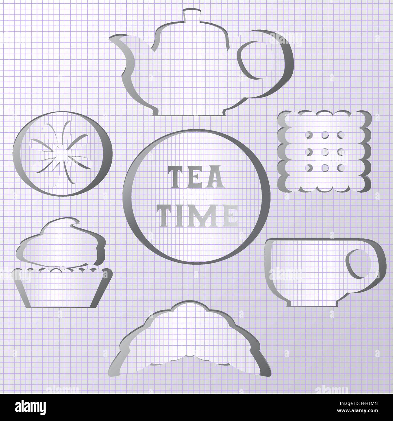 Set of tea time. Effect of the shadow Stock Vector Image & Art - Alamy