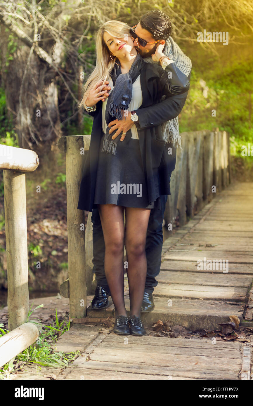 boy with the girl in the embrace Stock Photo - Alamy