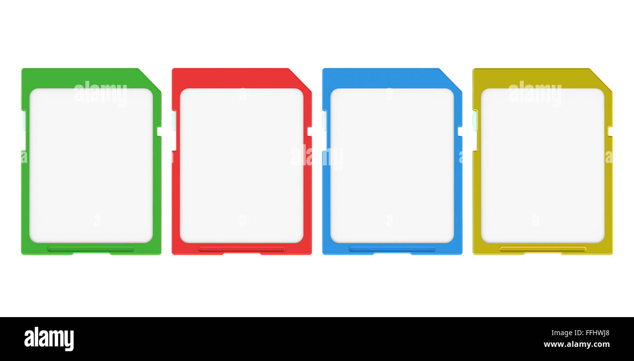 colored memory cards isolated on white background Stock Photo - Alamy