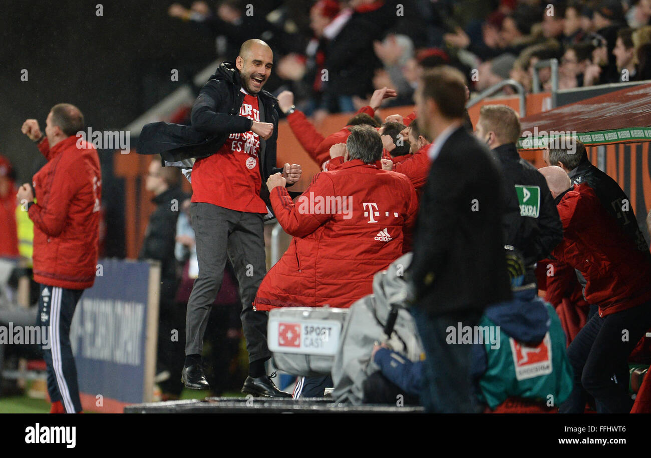 Augsburg, Germany. 14th Feb, 2016. Munich coach Pep Guardiola ...
