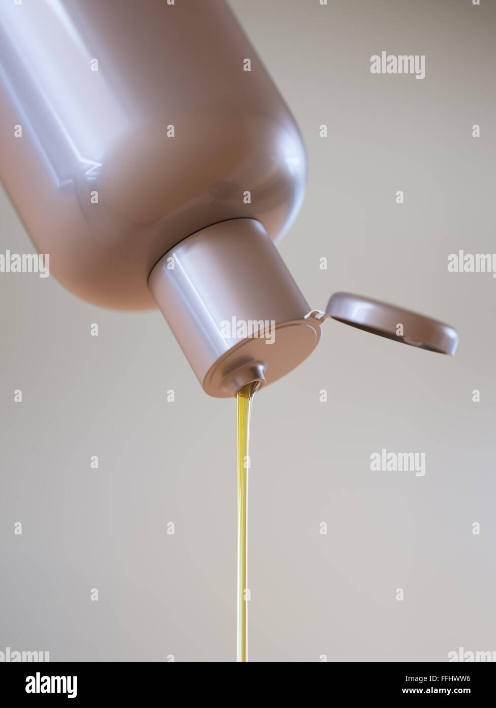 Pouring oil or shampoo from the bottle close-up shot Stock Photo - Alamy
