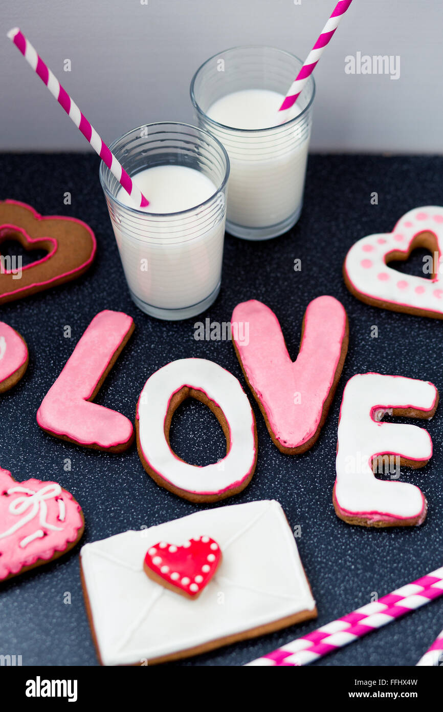 Valentine's day baking background Stock Photo - Alamy
