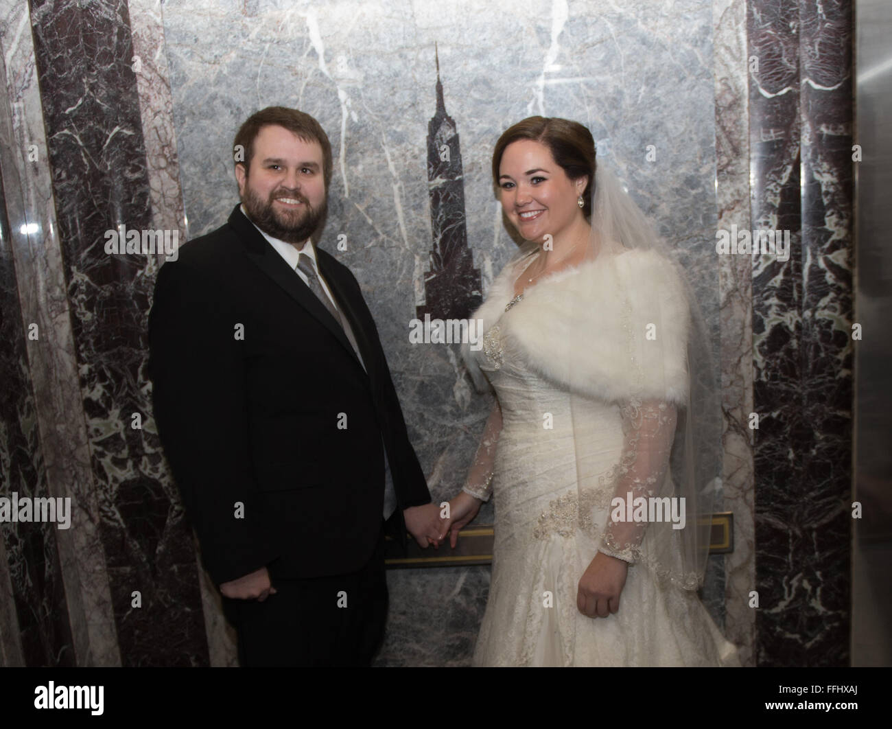 New York, NY, USA. 14th Feb, 2016. Stacey Price and Andrew Frye of ...