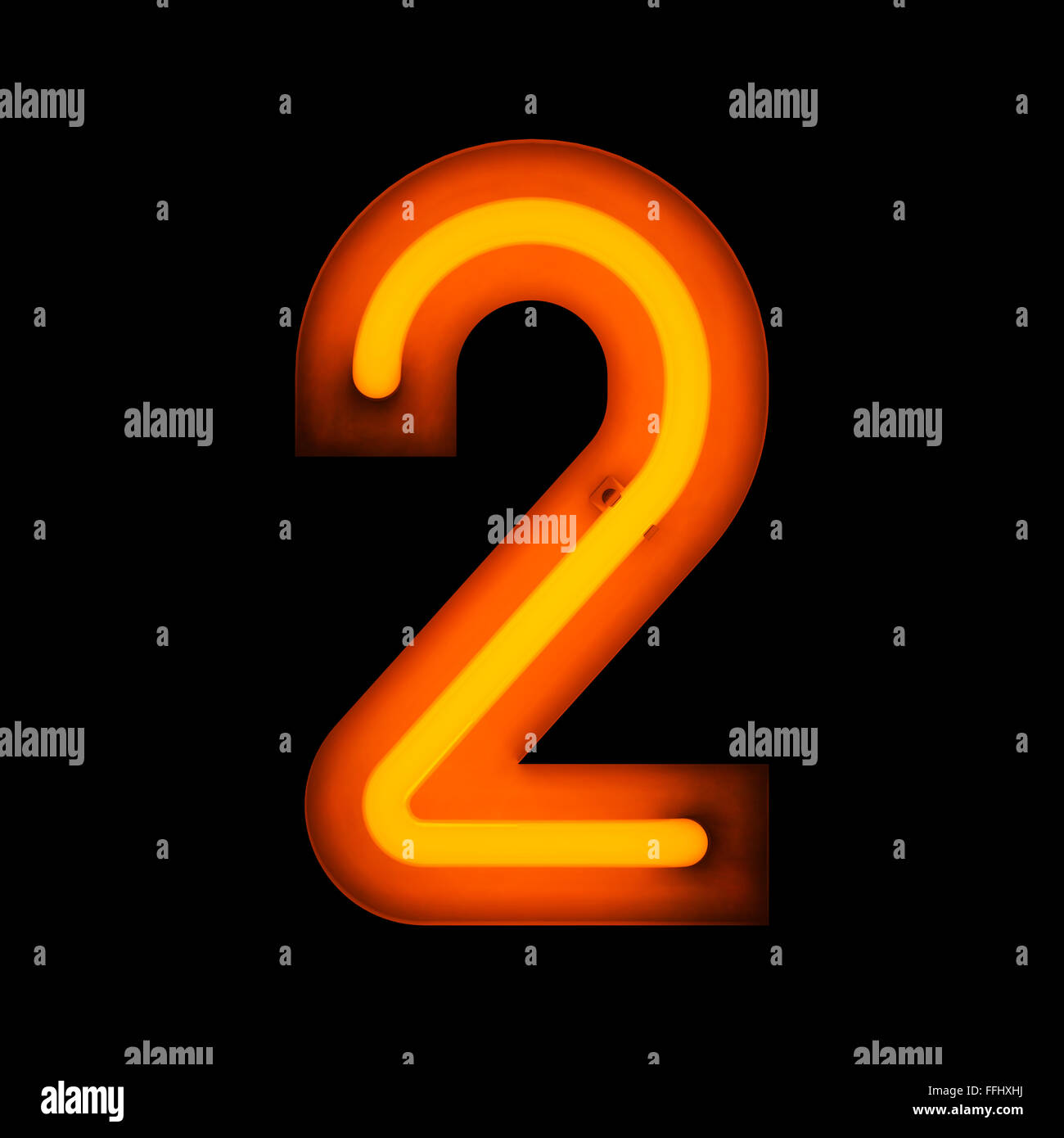 Neon digit two from neon alphabet collection isolated on black Stock ...