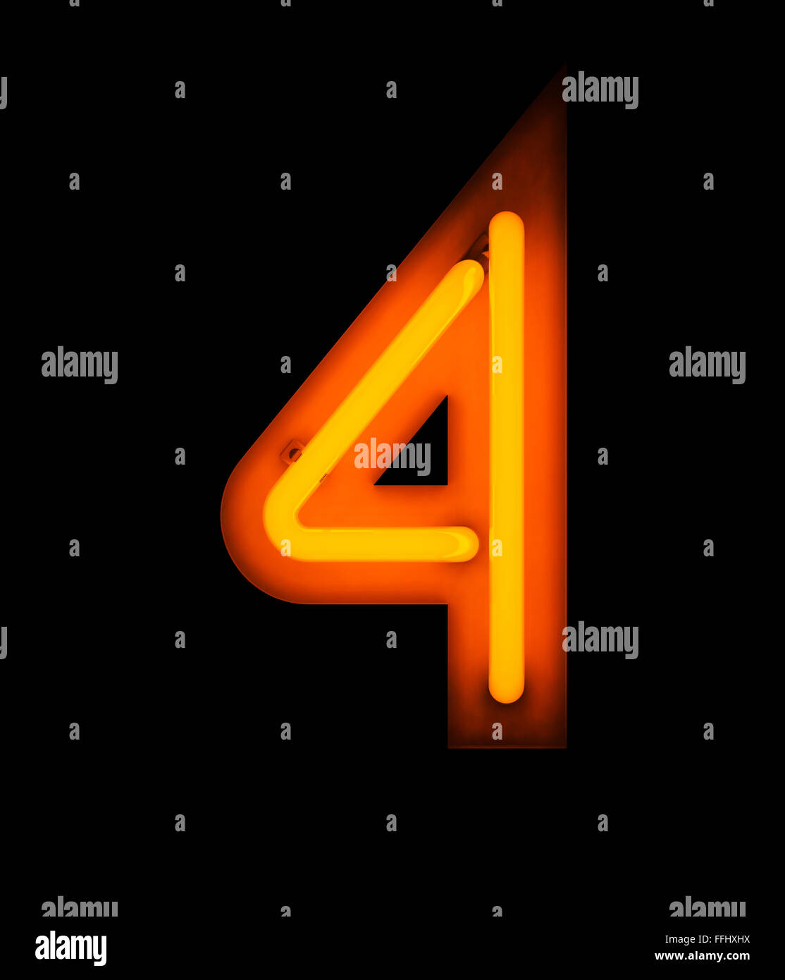 Neon digit four from neon alphabet collection isolated on black Stock ...