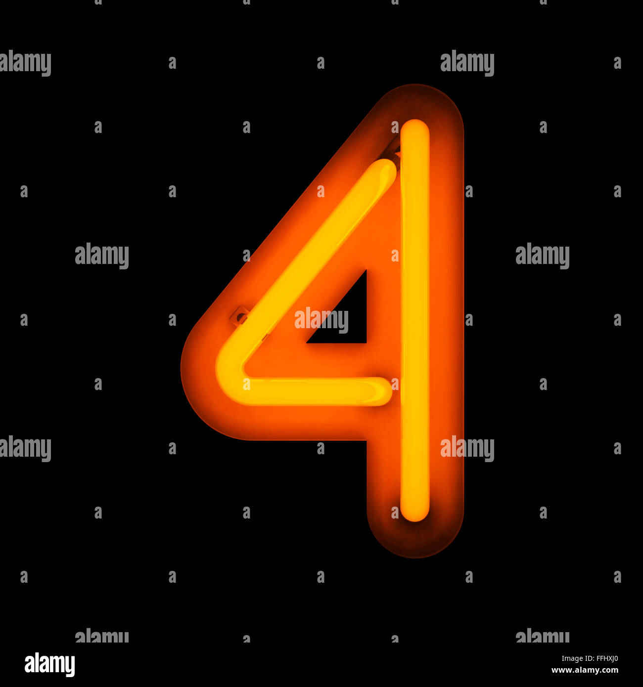 Neon digit four from neon alphabet collection isolated on black Stock ...
