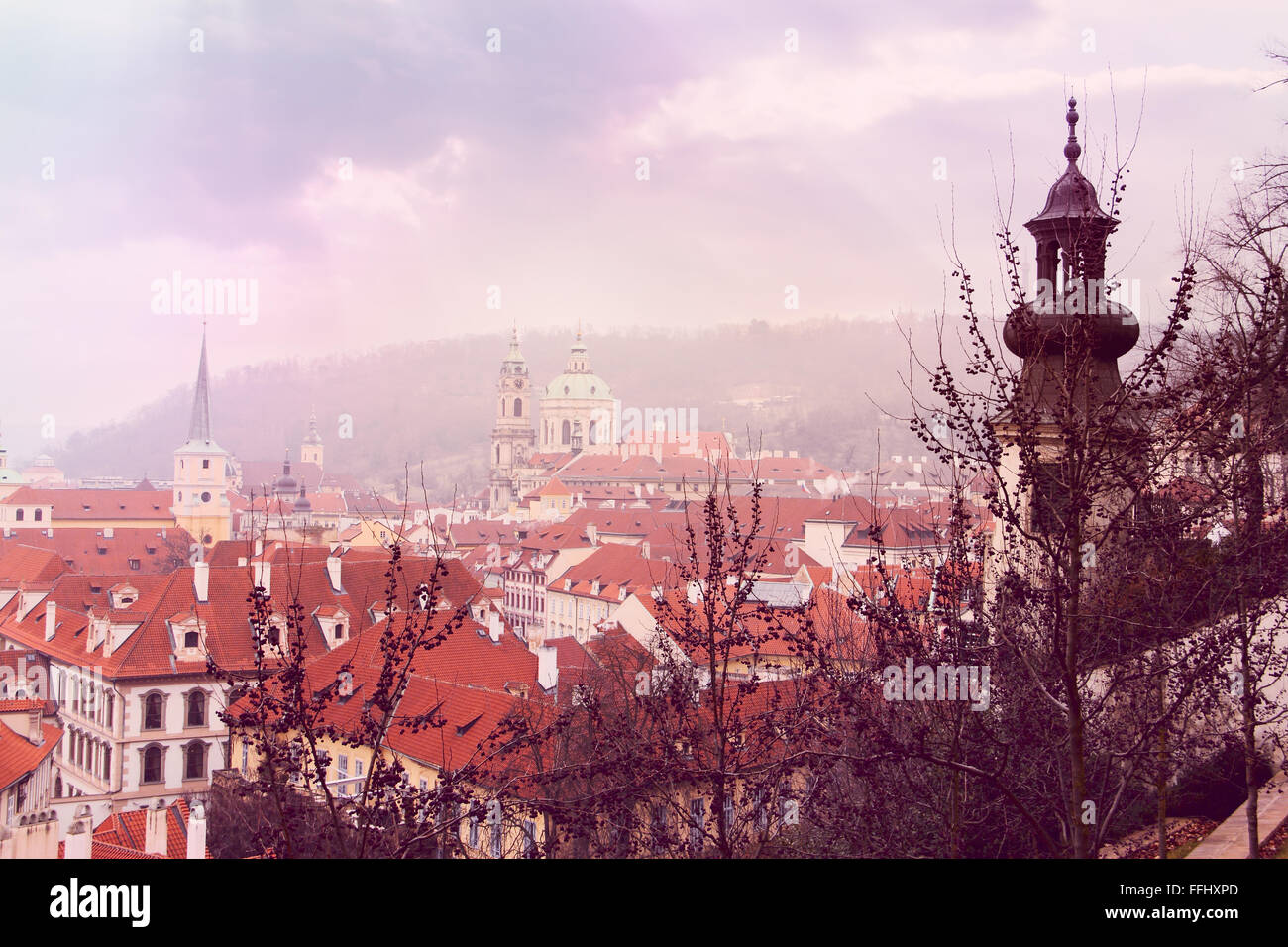 Panorama of Prague, Czech Republic, color toned picture Stock Photo - Alamy