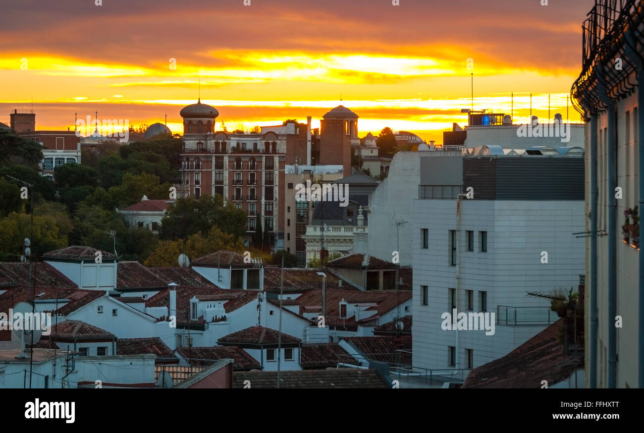 Sunrise over the city of Madrid Stock Photo - Alamy