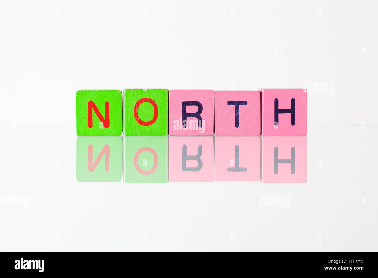 North - an inscription from children's wooden blocks Stock Photo - Alamy